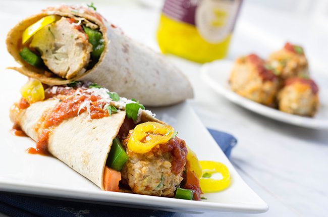 Easy Italian Meatball Wraps with Homeade Chicken Meatballs