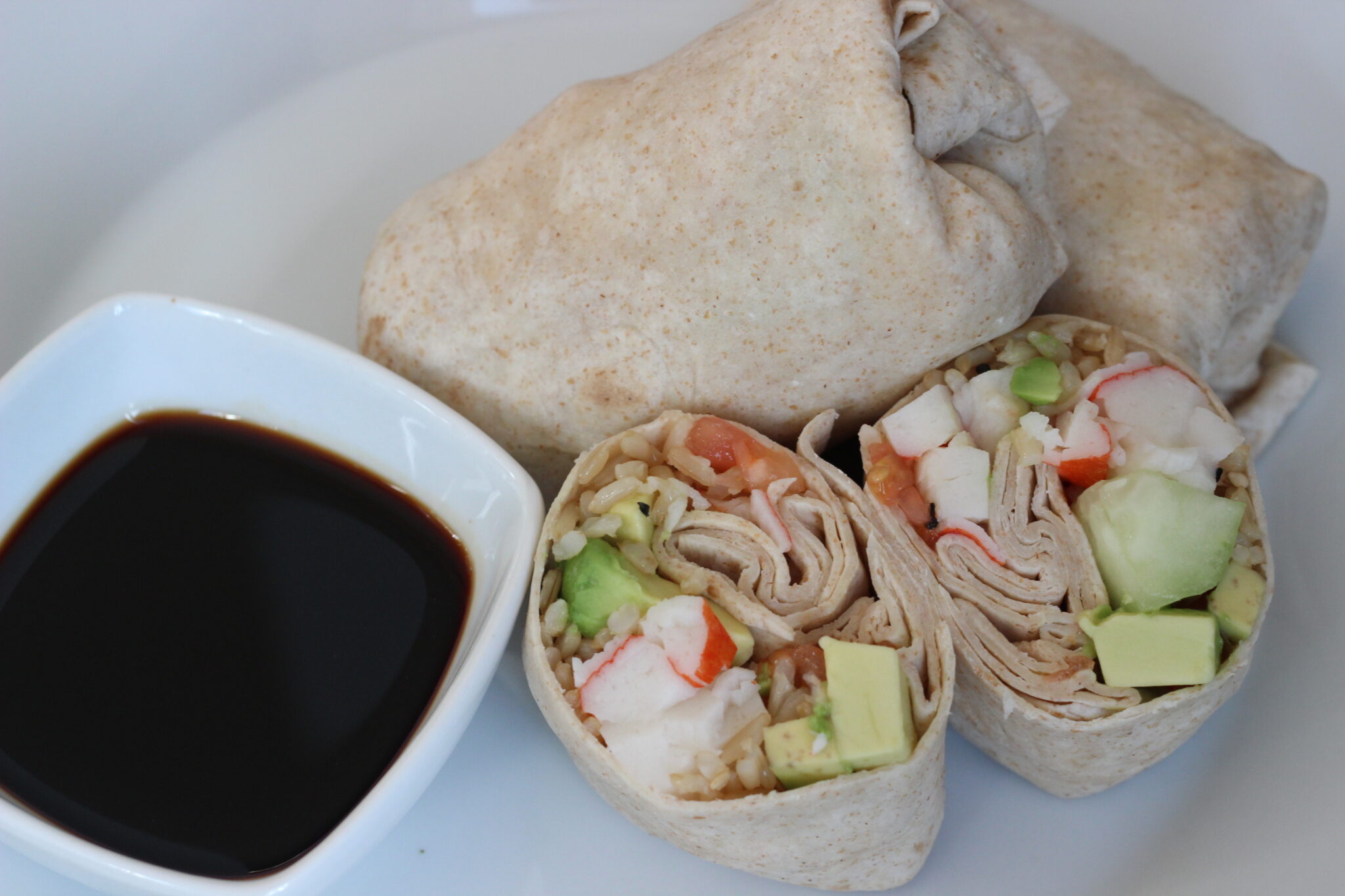 Skinny California Roll Wraps with Brown Rice and Avocado
